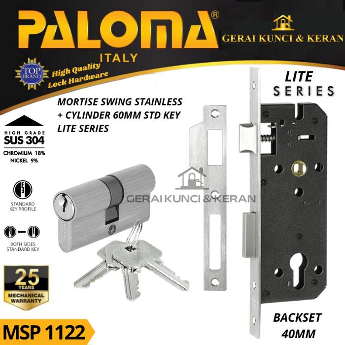 Jual Mortise lock Swing Paloma 40 MM Set Cylinder MSP 1122 Stainless ...