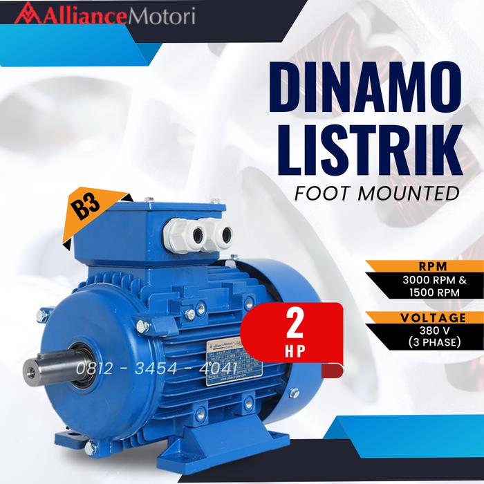 Jual Motor Elektrik 1500 RPM 4pole 3phase 2 HP B3 Alliance - 3000 RPM ...