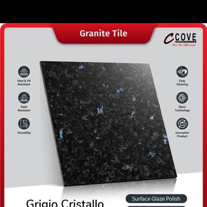 Jual Granit 60x60 Cove Grigio Black corak marmer kebiruan glossy Grade ...