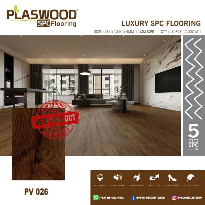 Jual SPC flooring Plaswood 5mm (+1mm IXPE) uk. 18,2cm x 122cm - Jakarta ...