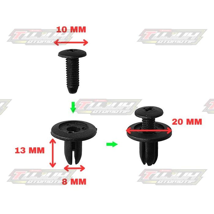 Jual Baut Kancing Rivet Bemper Plastik Mobil Motor M8 8mm Klip Cengkeh ...