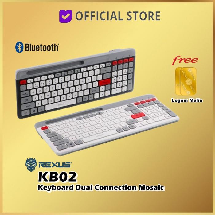 Promo Rexus KB02 Wireless Keyboard Dual Connection Mosaic KB-02 Baterai ...