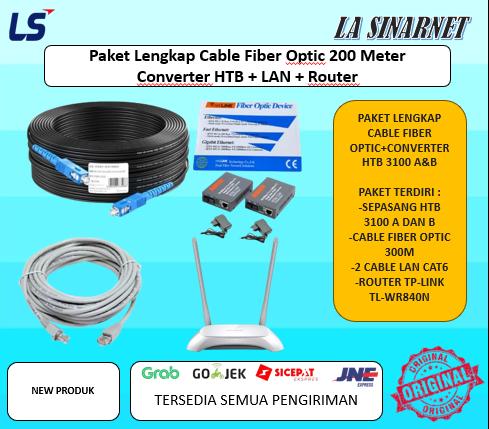 Jual Paket Lengkap Cable Fiber Optic 200 Meter Converter HTB + LAN ...