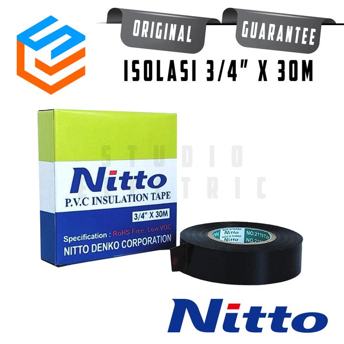 Jual Nitto Isolasi Listrik Tape Kabel PVC Hitam Original - 3/4" x 30 ...