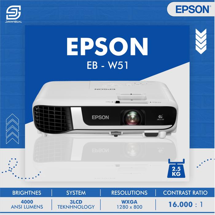 Jual Epson EB-W51 WXGA 4.000 ansi lumens 3LCD Projector Proyektor New - Kota Denpasar ...