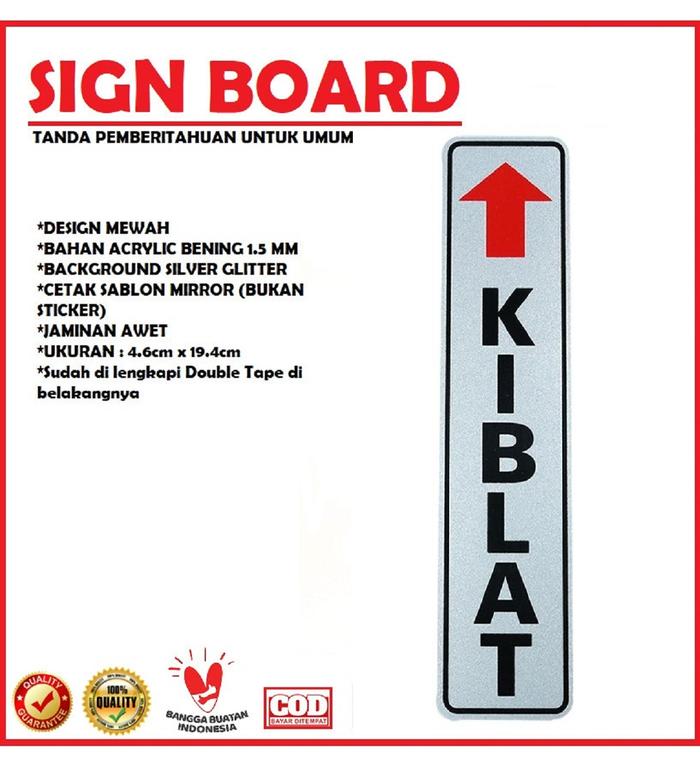 Jual Sign label acrylic arah KIBLAT sign board petunjuk tanda ...