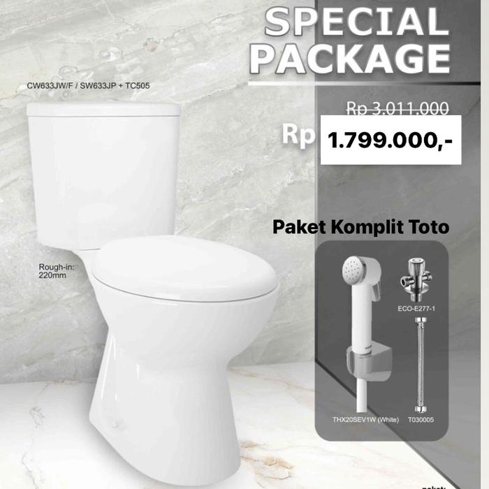 Jual Closet Duduk TOTO promo CW633 putih original baru jarak 22 komplit ...