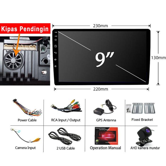 Jual 【with cooling system】4G+64G Android 13 Double Din Head Unit 7/9/10 Inch IPS Layer Car ...