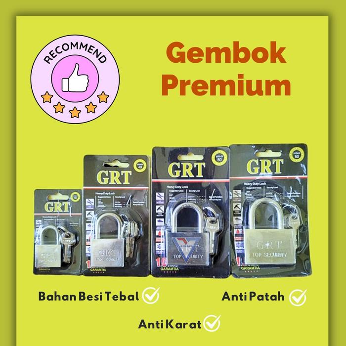 Jual GEMBOK GRT Leher Pendek 30 40 50 60 mm Anti Karat Bahan Besi ...