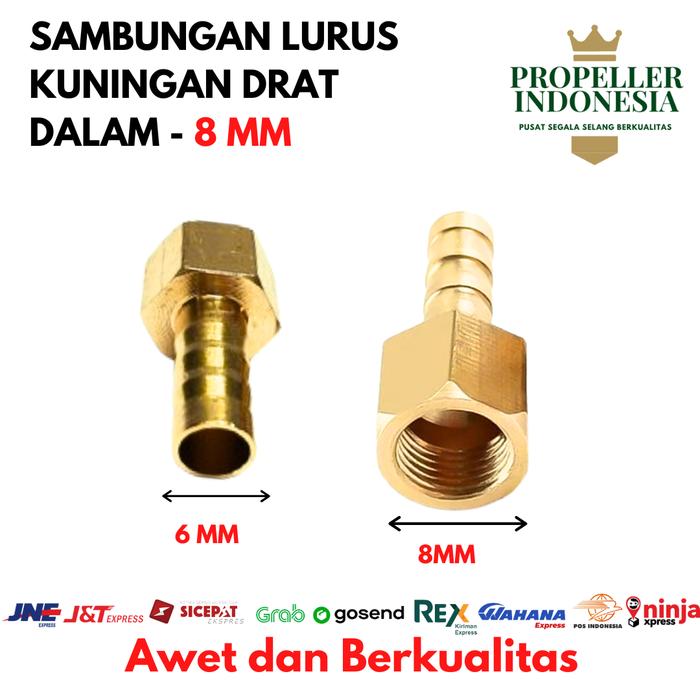 Jual Sambungan Selang Kuningan Lurus Kompresor 5/16Inch Neple 2 Cabang ...