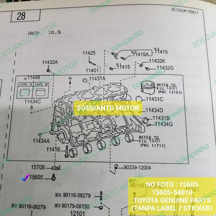 Jual BOLT OIL VALVE CHECK BAUT TAP 15605-54010 ORI TOYOTA KIJANG DSL ...