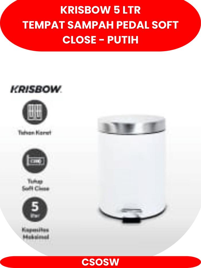 Jual Krisbow Tempat Sampah 5 Liter Pedal Soft Close Putih - Kab. Tangerang - One Stop Web ...
