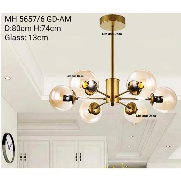 Jual LAMPU GANTUNG MINIMALIS GOLD KACA TEH CAB 6 LAMPU - Jakarta Utara ...