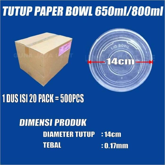 Jual Tutup Paper Bowl 360ml 500ml 650ml 800ml / Inner Tray Sekat Bowl 650ml 800ml Hanya Tutup ...