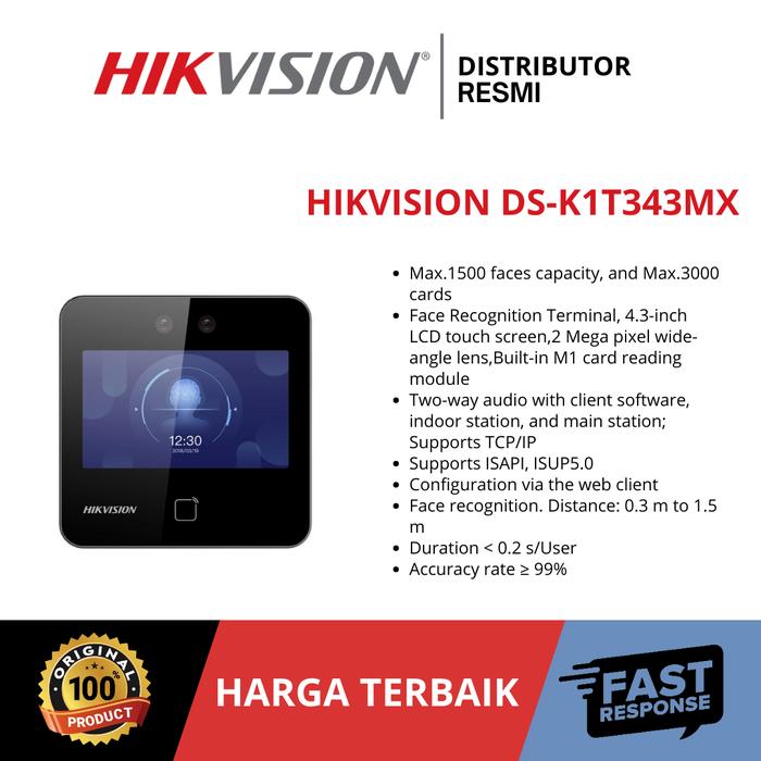 Jual HIKVISION DS-K1T343MX 2MP TOUCHSCREEN FACE & MIFARE ACCESS CONTROL - Kota Malang ...
