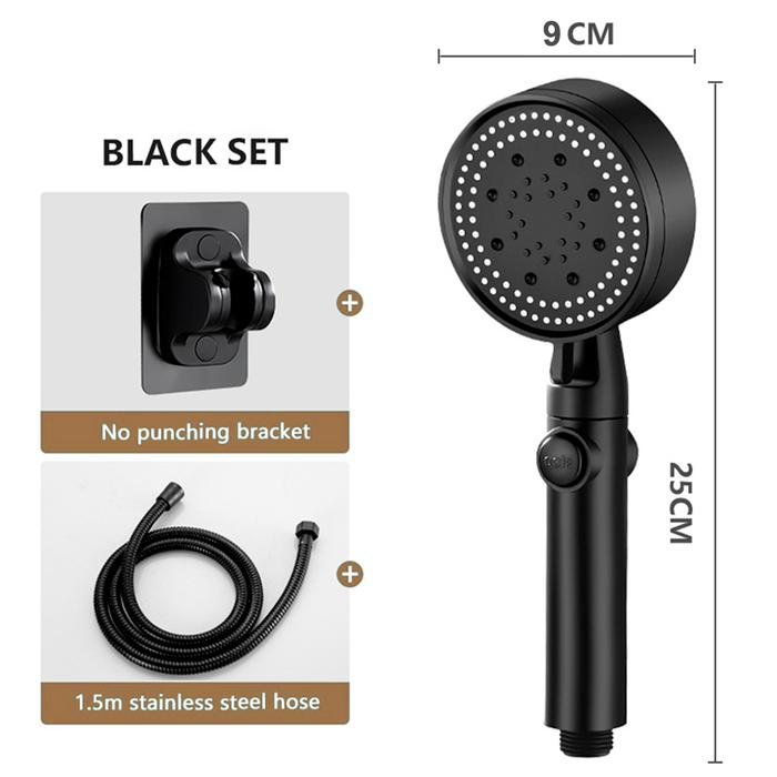 Promo Kepala Shower Head 5 Mode High Pressure Premium Hitam ABS Kamar Mandi - 2 in 1 set - Kota ...