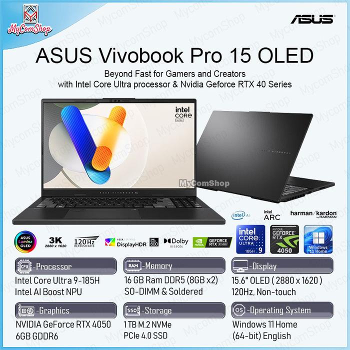 Jual ASUS VIVOBOOK PRO 15 OLED N6506 ULTRA 9 185H 16GB RAM 1TB SSD RTX 4050 6GB 15" OLED 3K ...