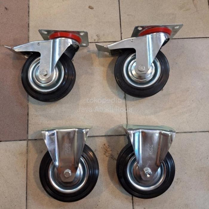 Promo Roda Etalase 4 inch/Roda Trolley / Roda Karet ( 2 Rem 2 Mati ...
