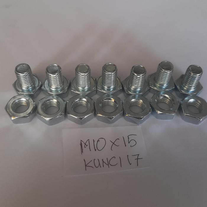 Jual Baut Mur Putih Galvanis M10 x 15 Kepala Baut 17 MM Panjang 1.5CM ...