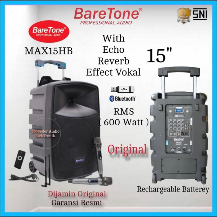 Jual SPEAKER BARETONE MAX 15HB AKTIF PORTABLE WIRELESS BARETONE 15HB ...