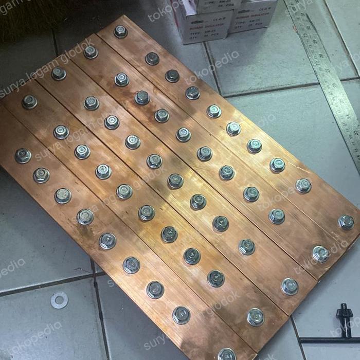 Jual Busbar tembaga 5mm x 50mm x 400mm + lubang M10 Busbar custom ...