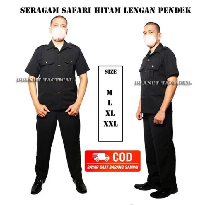 Jual baju setelan seragam safari security satpam supir - Hitam, M ...