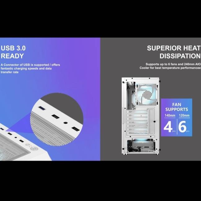 Jual US VENOMRX GENJIRO WHITE ATX Temper Glass 3x12cm ARGB Gaming Case ...