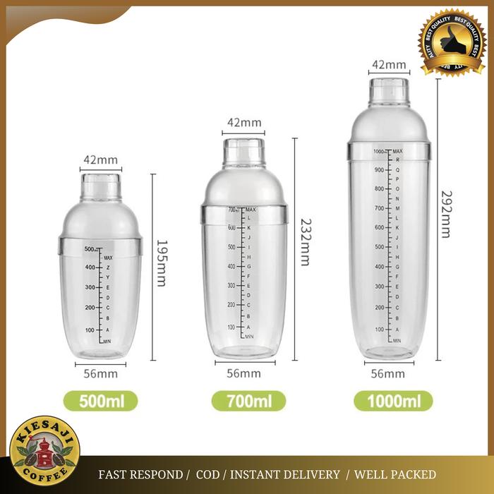 Jual COCKTAIL SHAKER ACRYLIC 1000ml Botol Pengocok Minuman Plastik ...