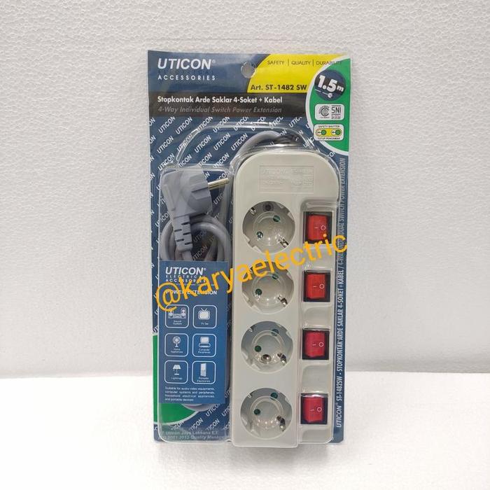 Jual Stop Kontak Terminal Uticon 4 Lubang 1.5Meter + Saklar Masing2 ...