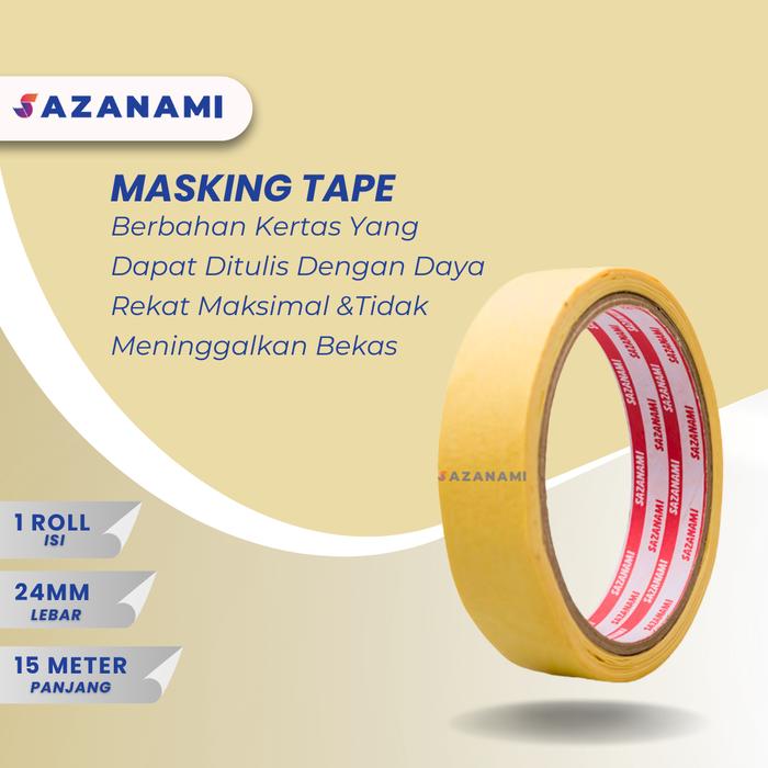 Jual 1 ROLL LAKBAN KERTAS MASKING TAPE 1" INCH 24MM X 15M KUNING ...