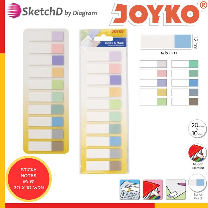 Promo Memo Tempel Plastik Joyko IM 61 Sticky Notes Index & Mark 10 w ...