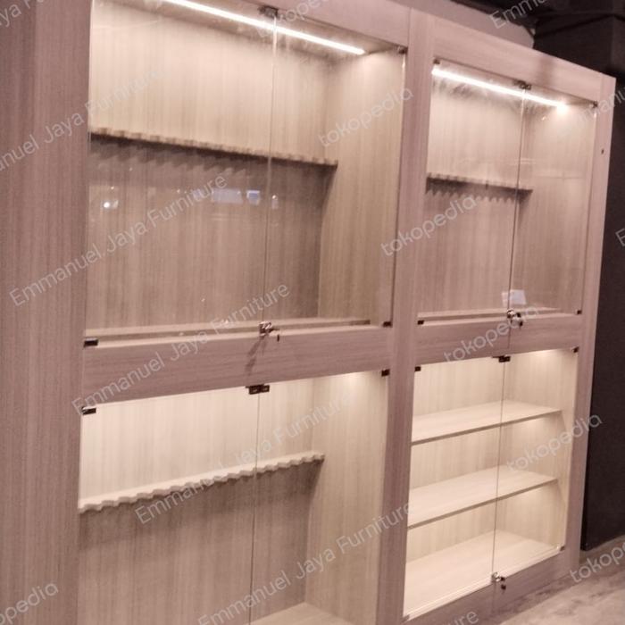 Jual lemari stick billiard lemari display lemari showcase harga per mtr ...