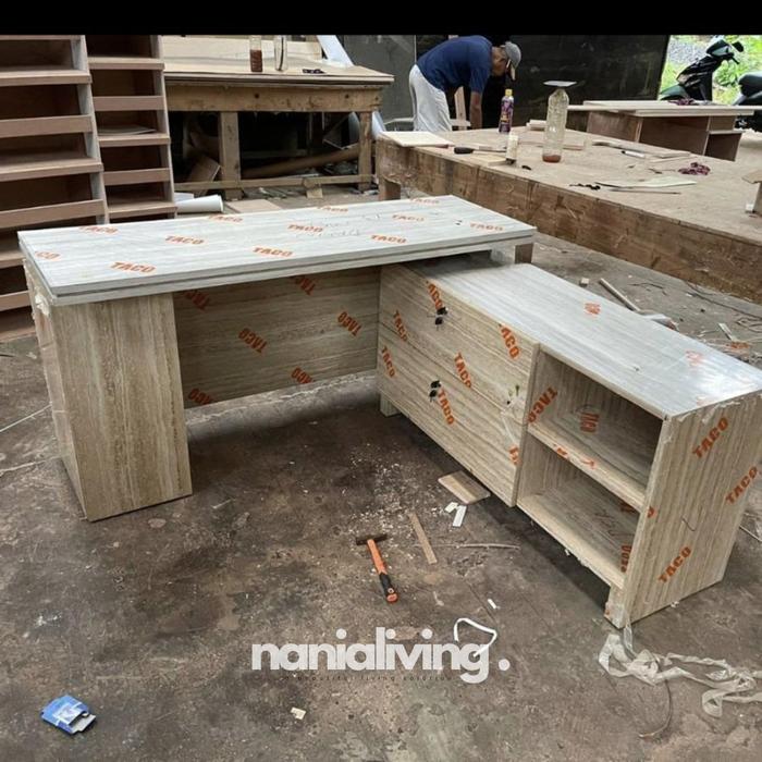Jual meja kerja minimalis hpl taco meja kantor letter L hpl - Kab ...