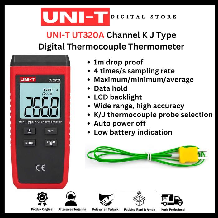 Jual UNI-T UT320A Channel K J Type Digital Thermocouple Thermometer ...