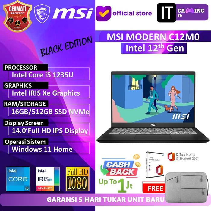 Promo Laptop MSI Modern 14 Core i5 Gen 12 16GB 512GB Win 11 14" Full HD ...