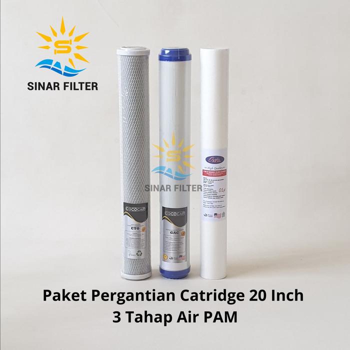 Jual Paket Catridge Filter Air Ledeng 20 Inch - Sediment, GAC, CTO ...