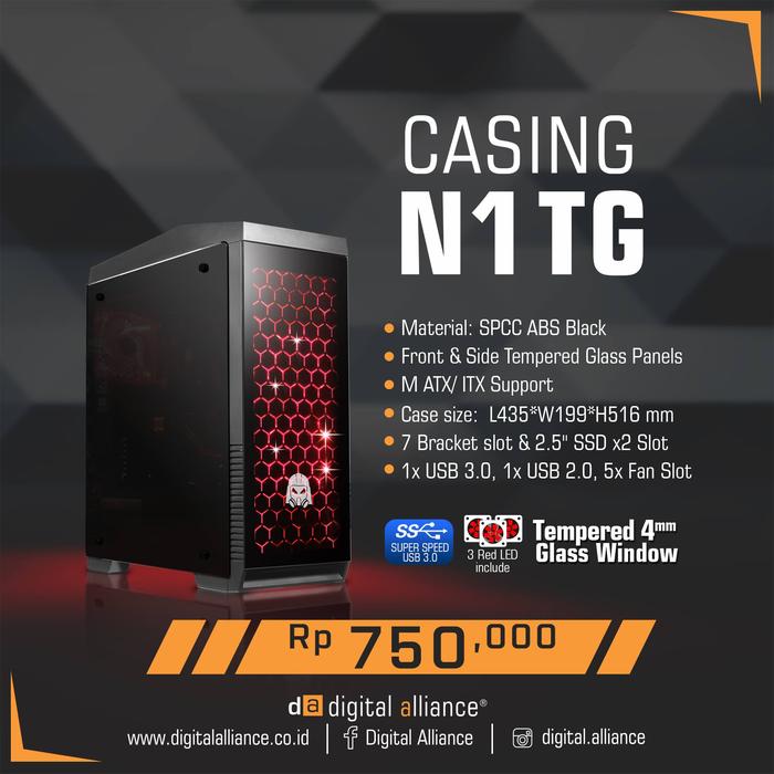 Jual Casing Case DA Digital Alliance N1 TG Mid Tower PC Komputer Gaming ...