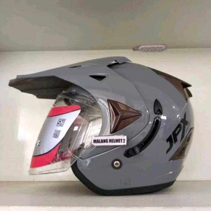 Jual Helm Half Face JPX Supermoto Semicross Grey Doff - grey glossy, M ...