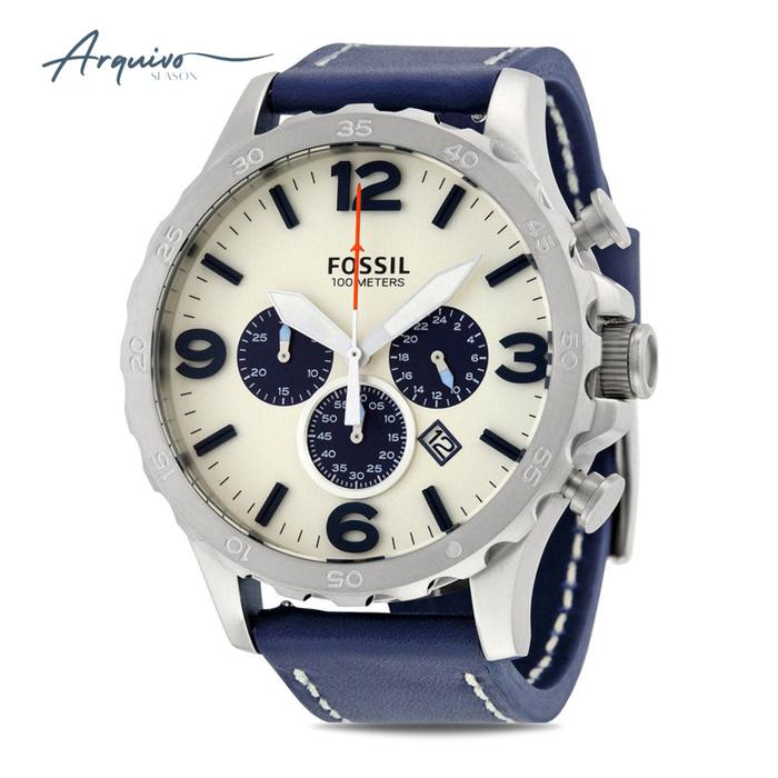 Promo Jam tangan fossil pria chronograph kulit blue sporty original ...