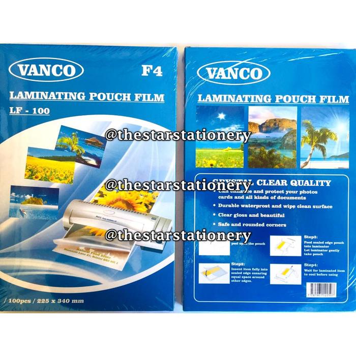 Jual (1 Pak100 Lembar) Plastik Mika Laminating Film Vanco LF-100 Ukuran F4 - Kota Surabaya ...