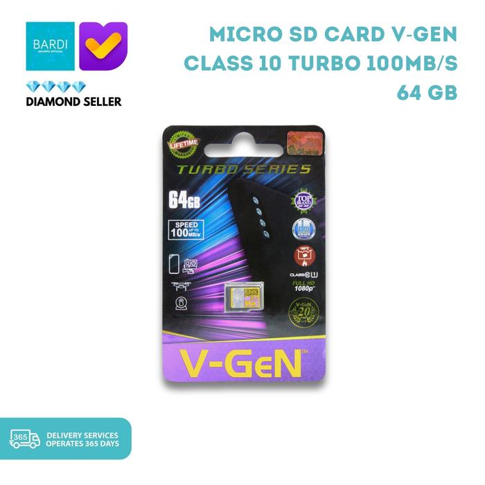 Jual Micro SD V-GeN 64GB Class 10 TURBO 100MB/s - Non Adaptor Memory ...
