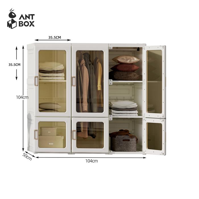 Promo ANTBOX Lemari Baju Pakaian Susun Lipat Transparan Minimalis Kokoh - 9 BOX 1 HANGER - Kab ...