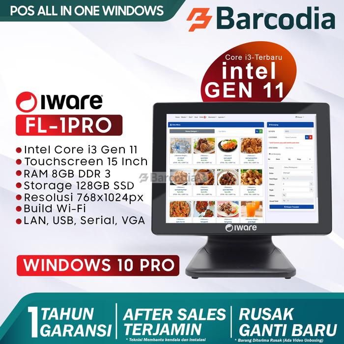 Promo Windows Mesin Kasir POS AIO Iware FL-1PRO Touchscreen i3 Gen 11 ...