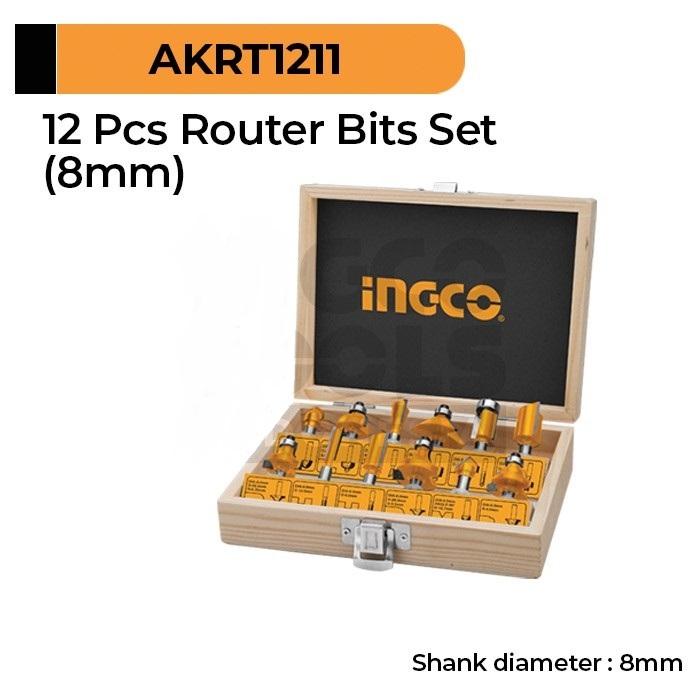 Jual Mata Mesin Router Profil Kayu 12-Pcs Router Bits (8mm) INGCO ...