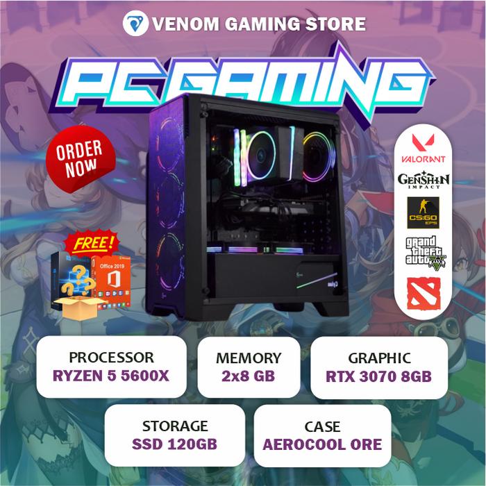 Jual Pc Gaming | Ryzen 5 5600X | RTX 3070 8GB | 16GB RAM | SSD | RENDER ...