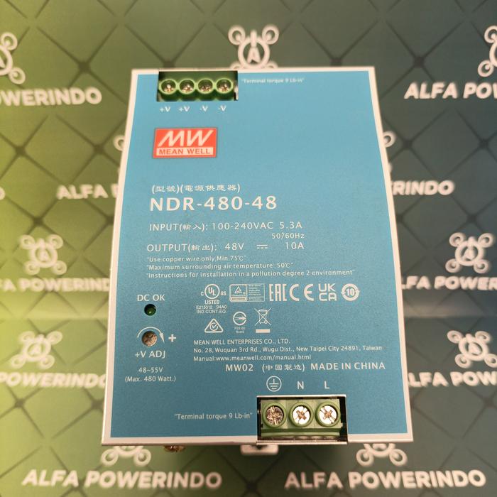 Jual MEAN WELL MEANWELL NDR-480-48 (480W 48Vdc 10A) Industrial DIN RAIL ...
