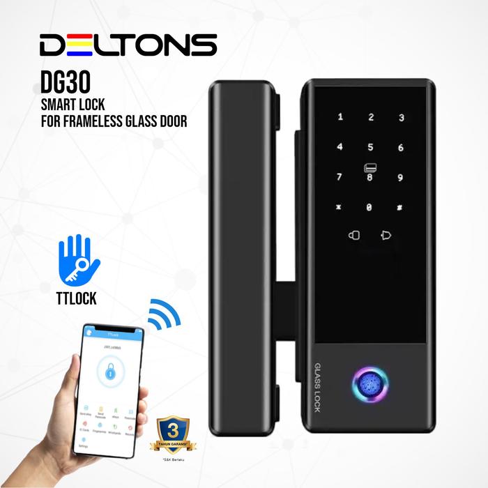 Promo Smart Glass Door Lock DG30 Fingerprint Lock Kaca Frameless ...