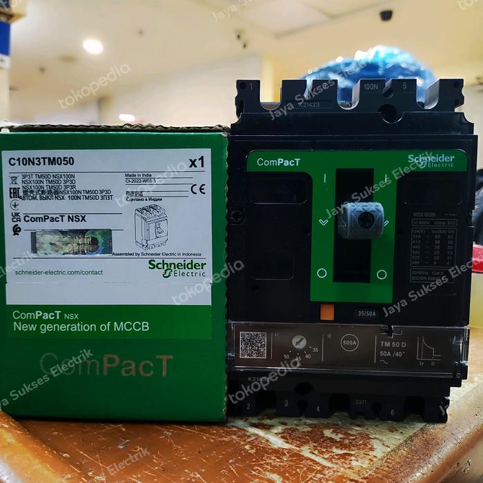 Jual NEW MCCB NSX100F 3P 50A 36KA C10F3TM050 Adjustable 33-50A ...