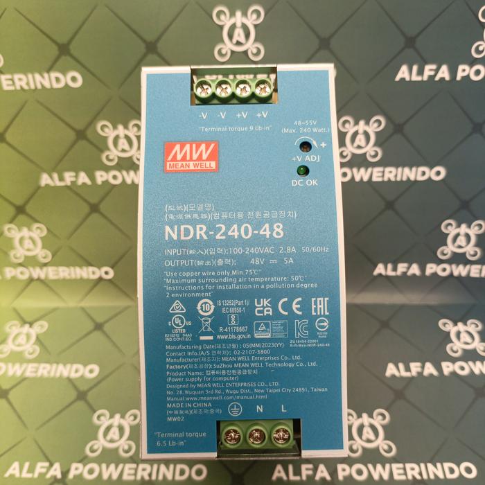 Jual MEAN WELL MEANWELL NDR-240-48 (240W 48Vdc 5A) Industrial DIN RAIL ...