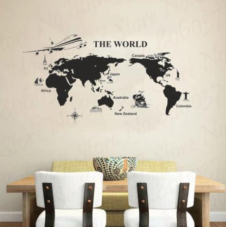 Jual Sticker Stiker Walpaper Dinding Model Map Peta Dunia Hiasan ...